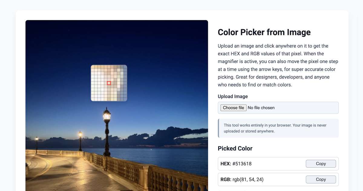 🎨 Color Picker from Image - Extract HEX and RGB Colors